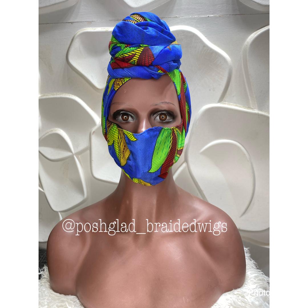 TURBAN AND FACE MASK - Poshglad Braided Wigs