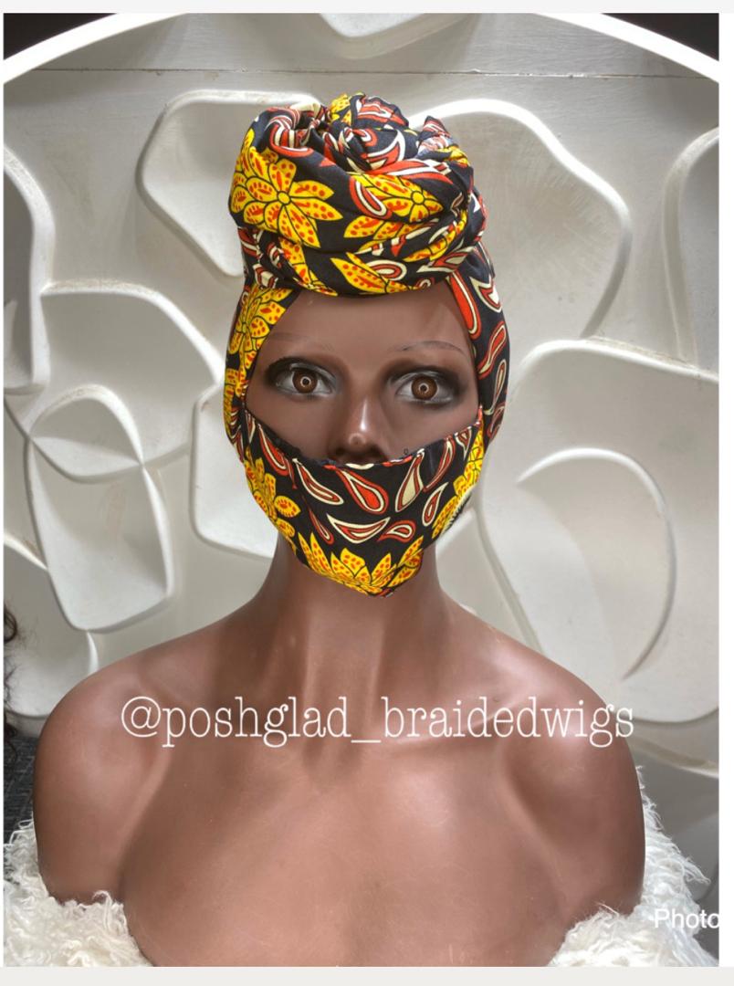 TURBAN AND FACE MASK - Poshglad Braided Wigs