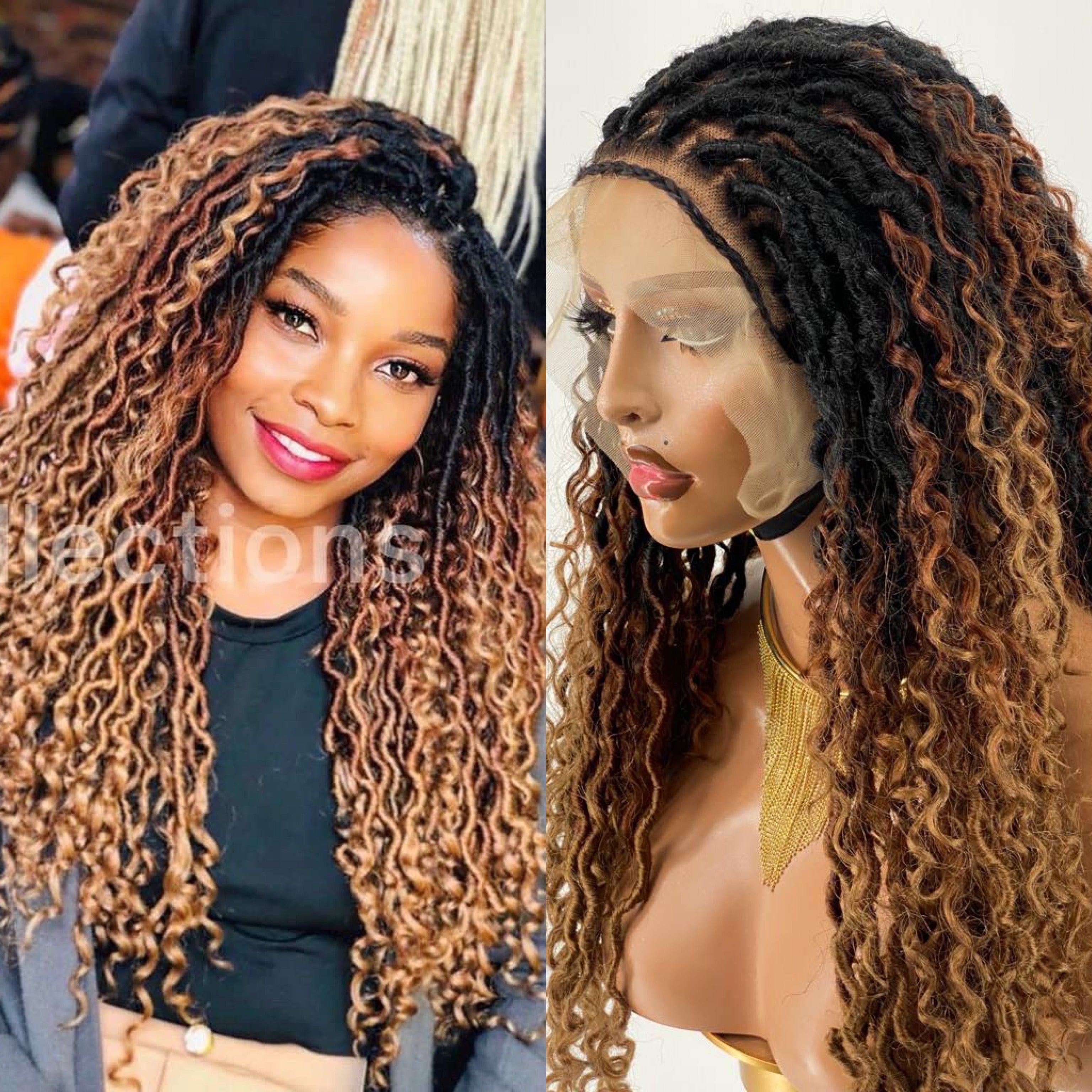 Faux Locs Wig, Full Lace, Color 1B30, Bra strap Length - Ready To Ship ...